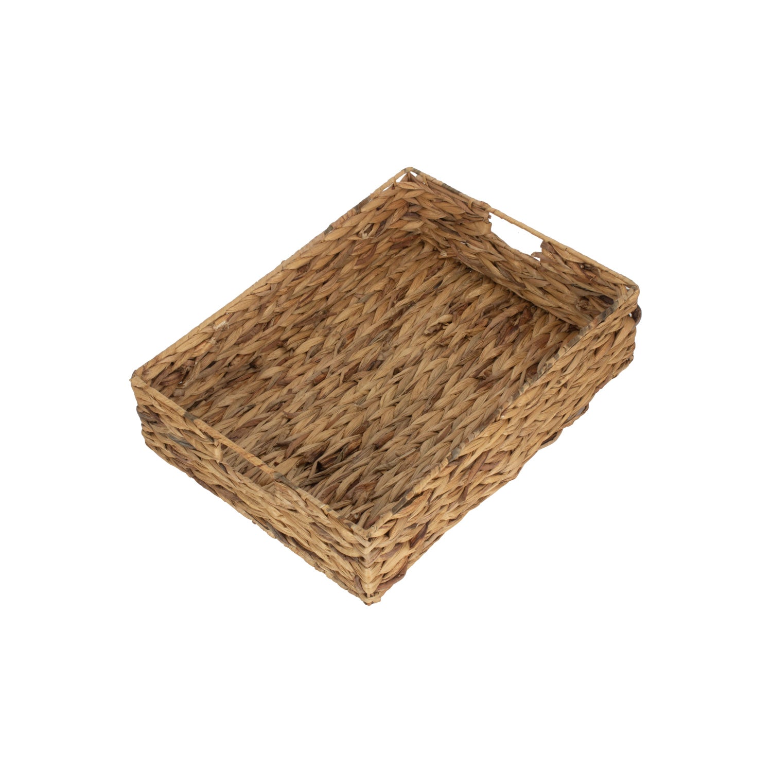 Large Water Hyacinth Shallow Storage Tray Basket | Wovenhill