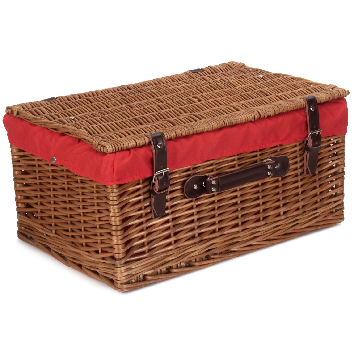 20 Inch Double Steamed Willow Hamper Trunk with Red Lining & Wovenhill