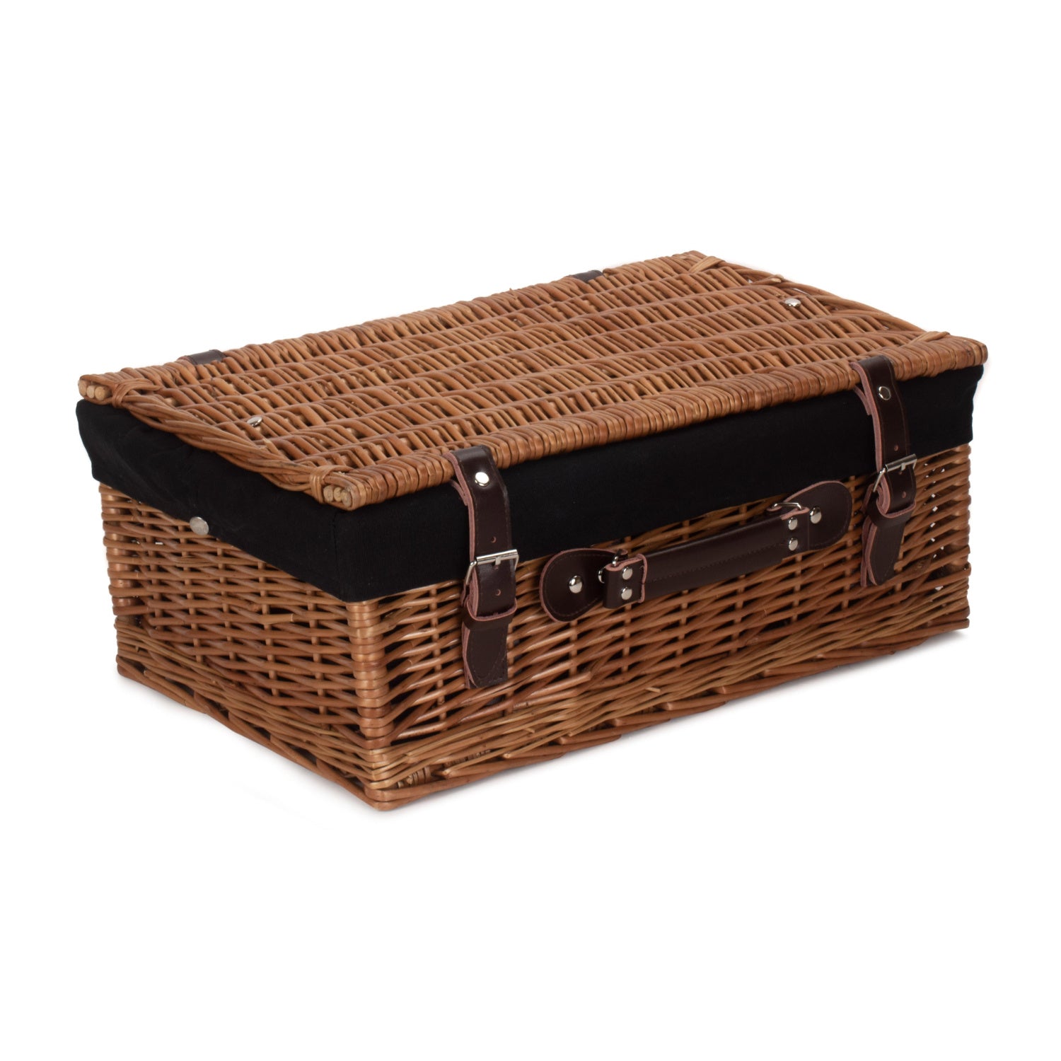 18 Inch Double Steamed Willow Hamper Trunk with Black Lining & Wovenhill