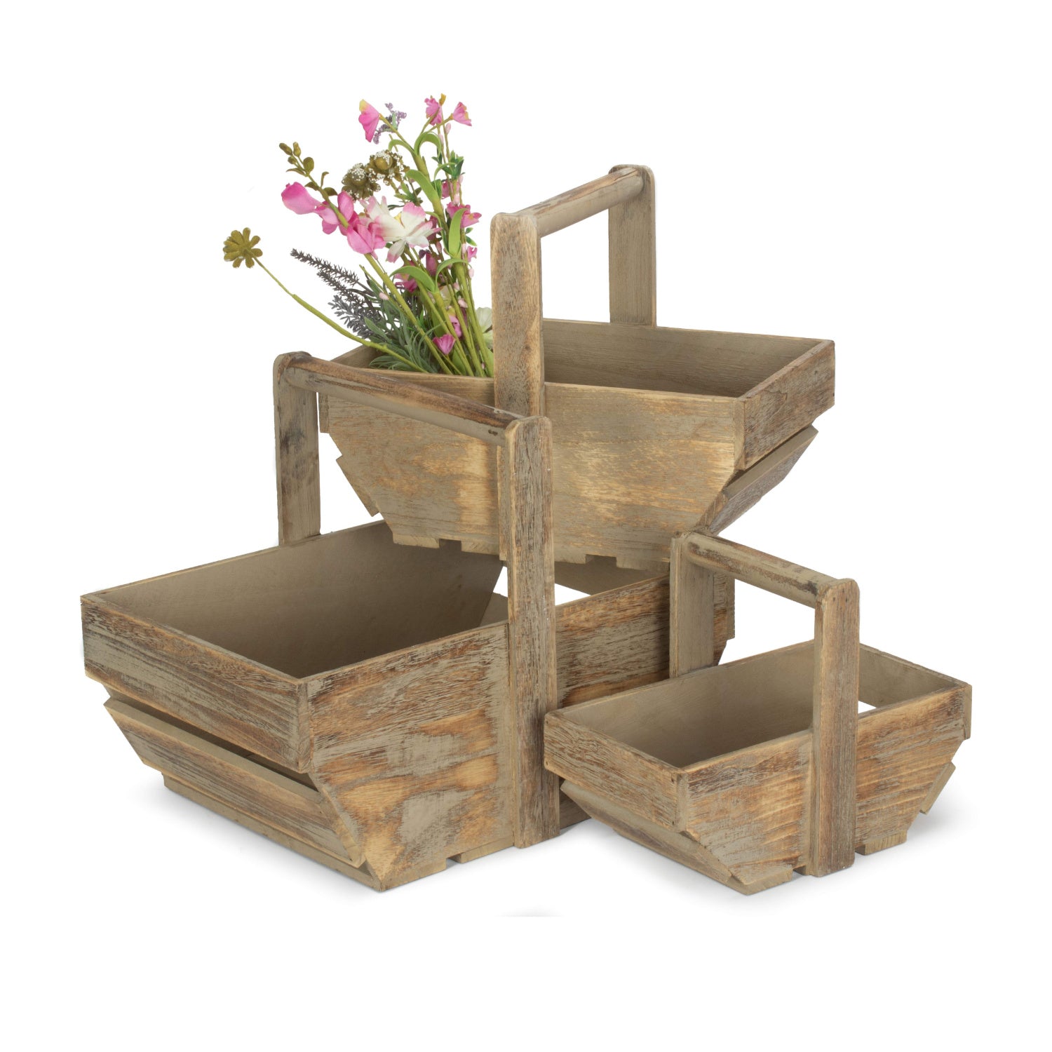 Oak Effect Wooden Trug Set 3 & Wovenhill