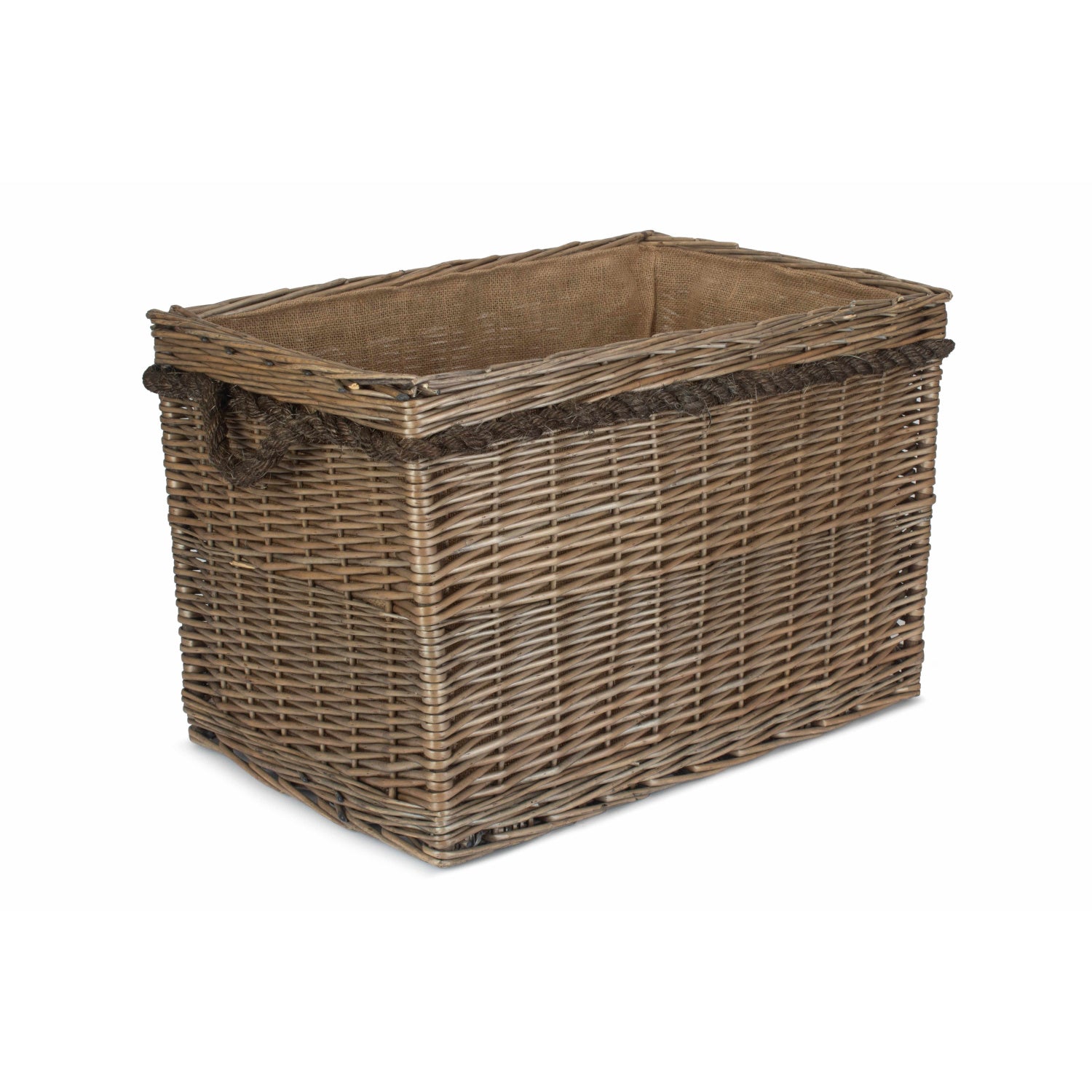 Large Rectangular Rope Handled Log Basket & Wovenhill