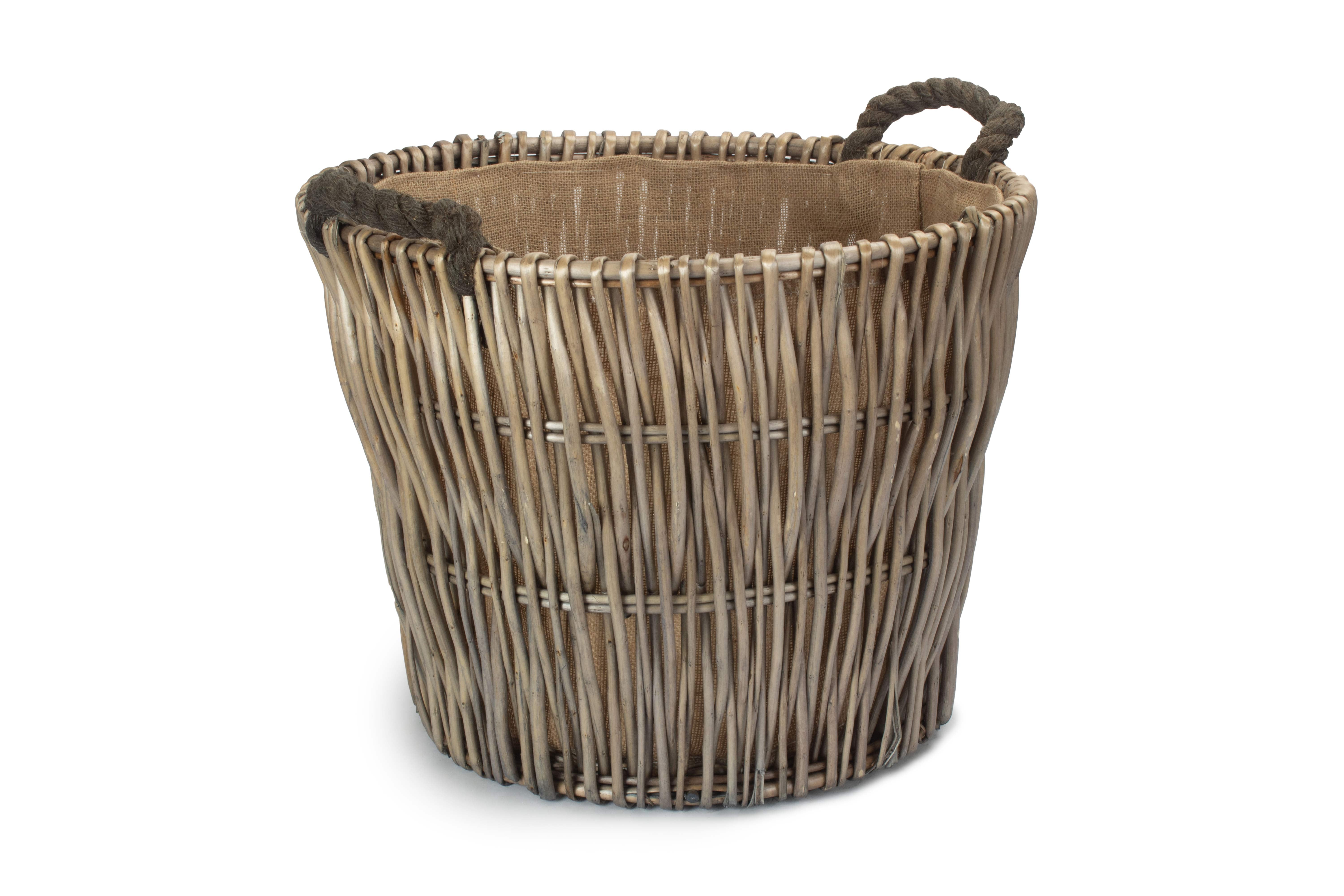 Round Grey Log Basket & Wovenhill