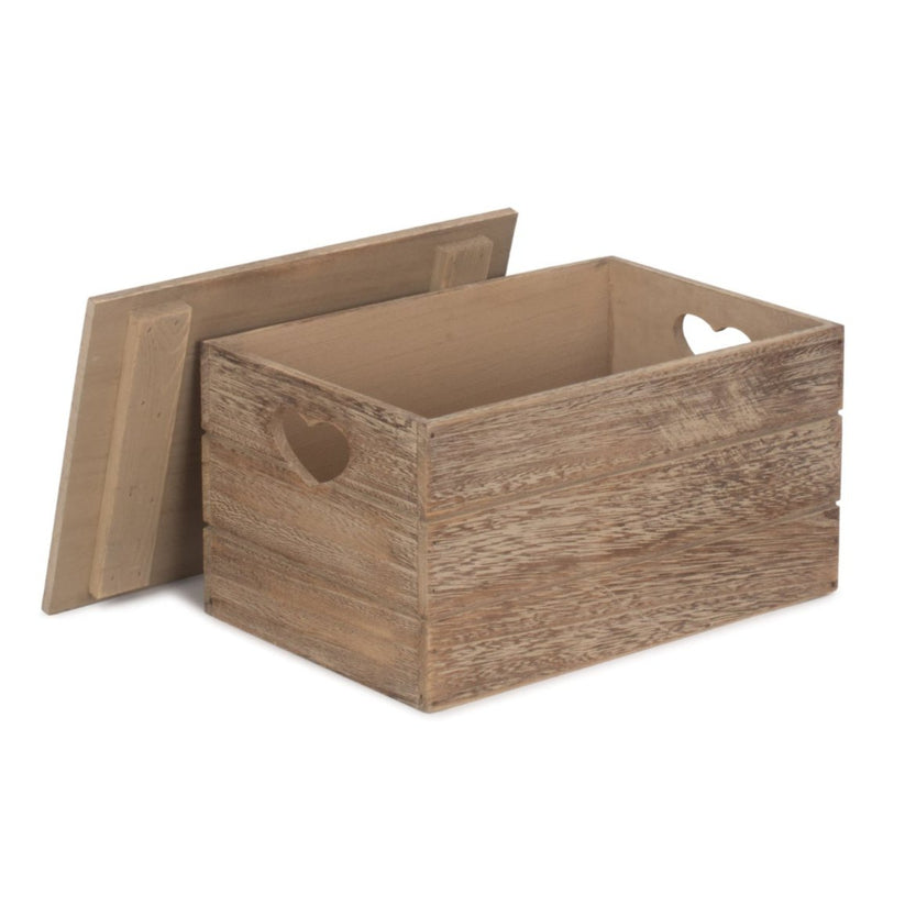 Small Oak Effect Heart Cut-Out Box with Lid & Wovenhill