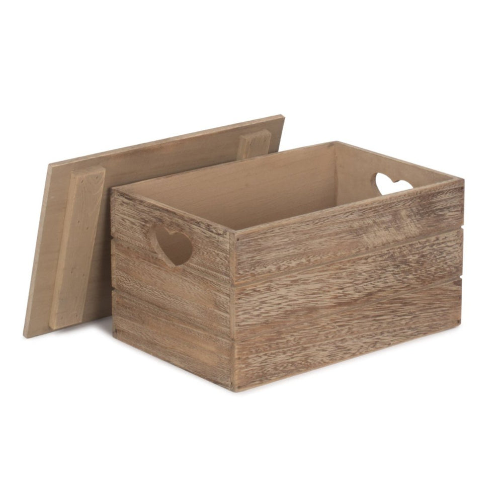 Small Oak Effect Heart Cut-Out Box with Lid & Wovenhill